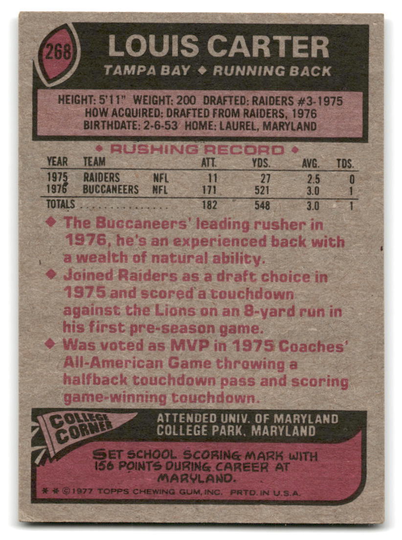 1977 Topps - #268 Louis Carter (RC) for sale online | eBay