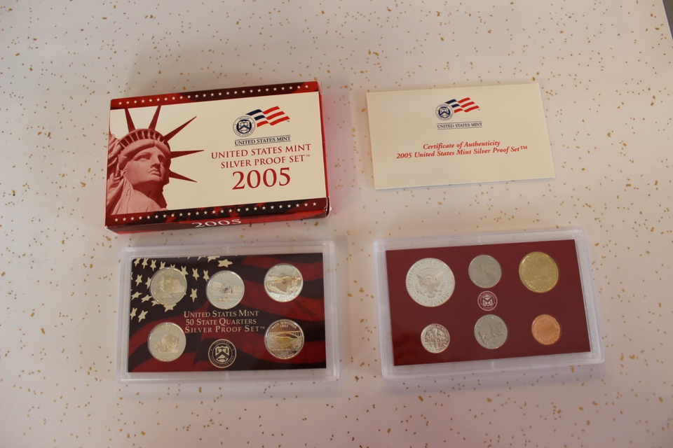 2005 S United States Mint Silver Proof Set , State Quarters, Box, COA ...