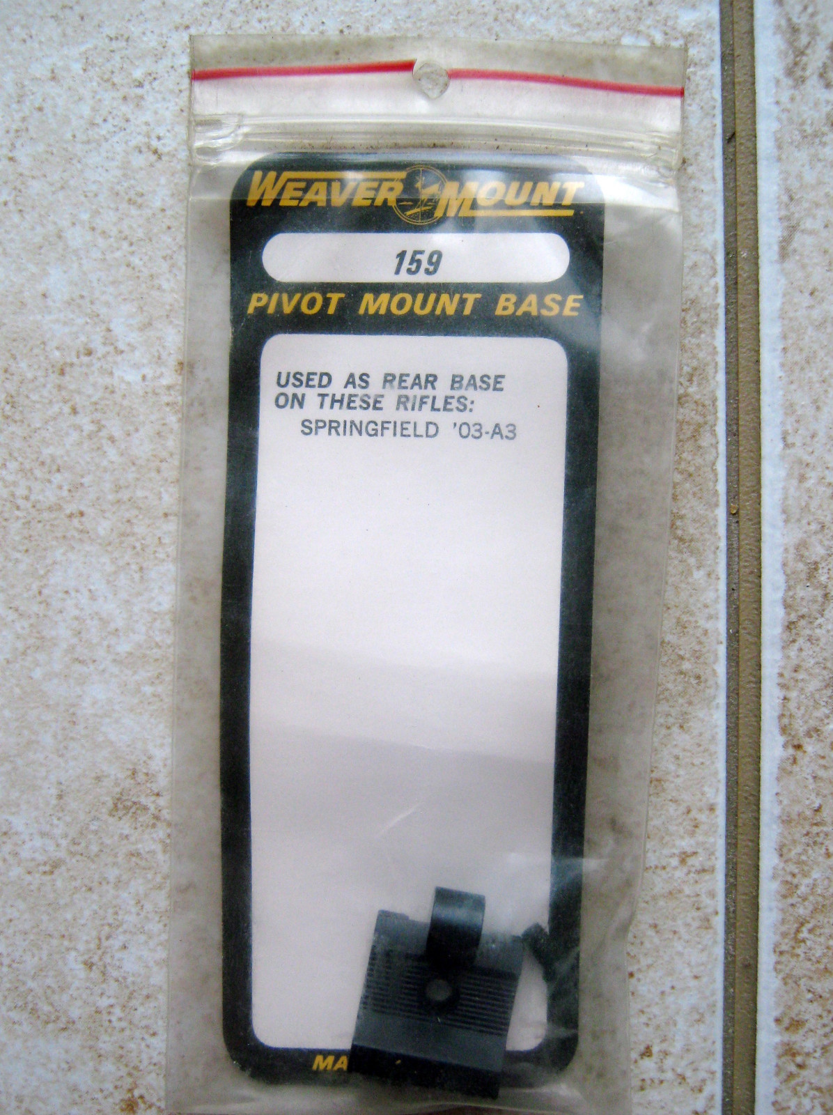 New Weaver 159 SPRINGFIELD '03-A3 Rifle Pivot Mount Rear Scope Base ...