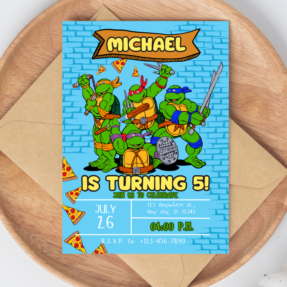 Editable - Ninja turtle invitation, Ninja Turtles birthday invitation ...