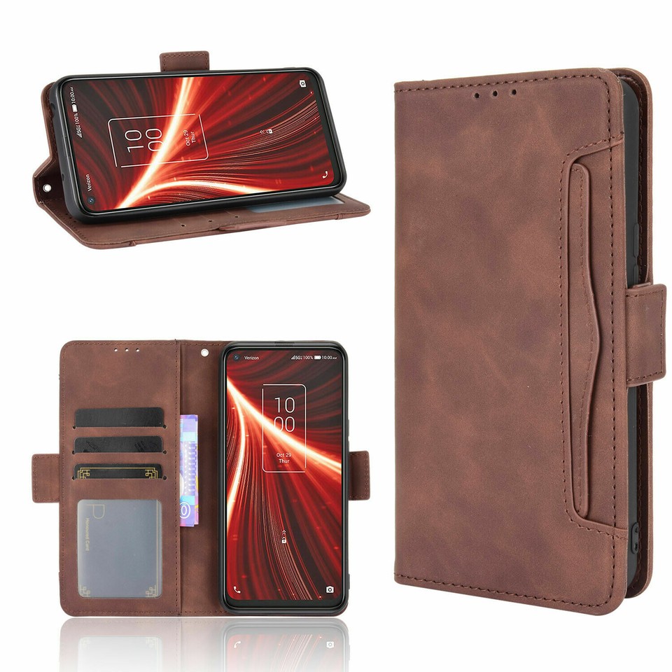 For TCL 10 5G UW Phone Case Leather Card Slots Wallet Flip Cover | eBay