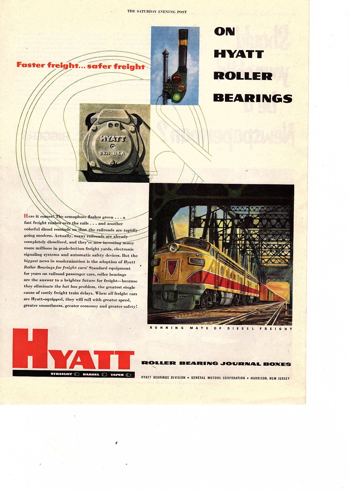 1954 Hyatt Roller Bearing Journal Boxes Ad Railroad Diesel Freight ...