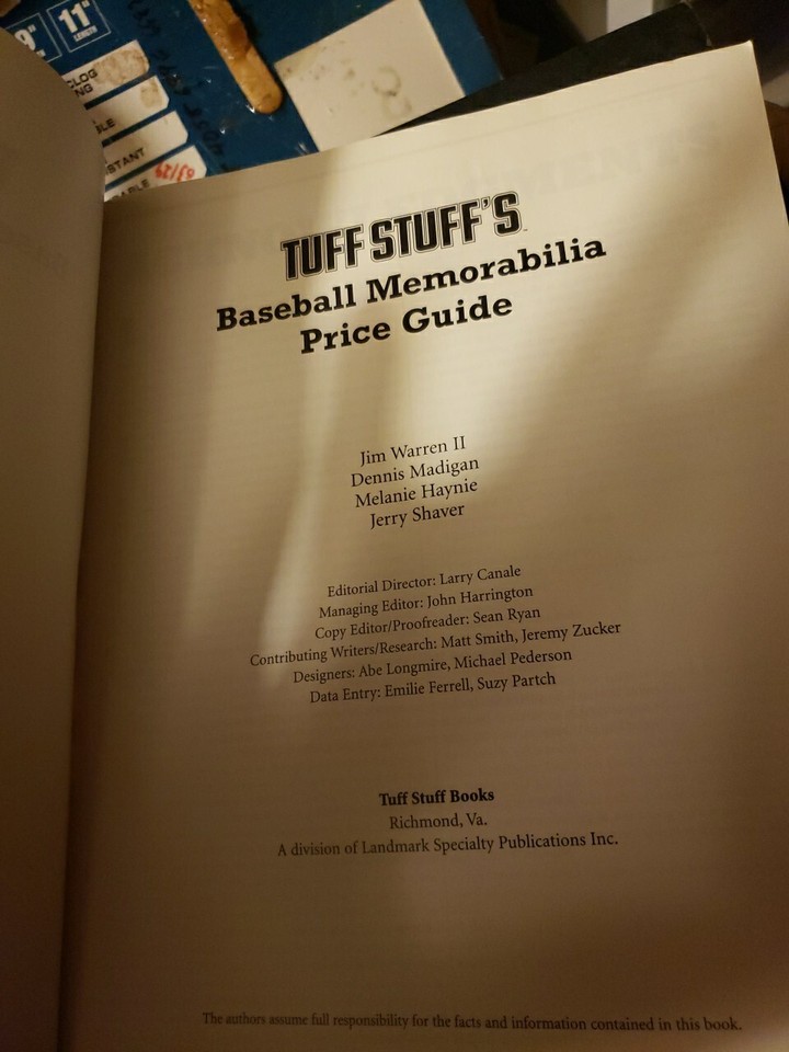 Tuff Stuff's Baseball Memorabilia Price Guide | eBay