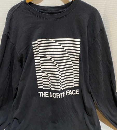 THE NORTH FACE Optical Logo Long Sleeve Unique Black & White Shirt Sz ...