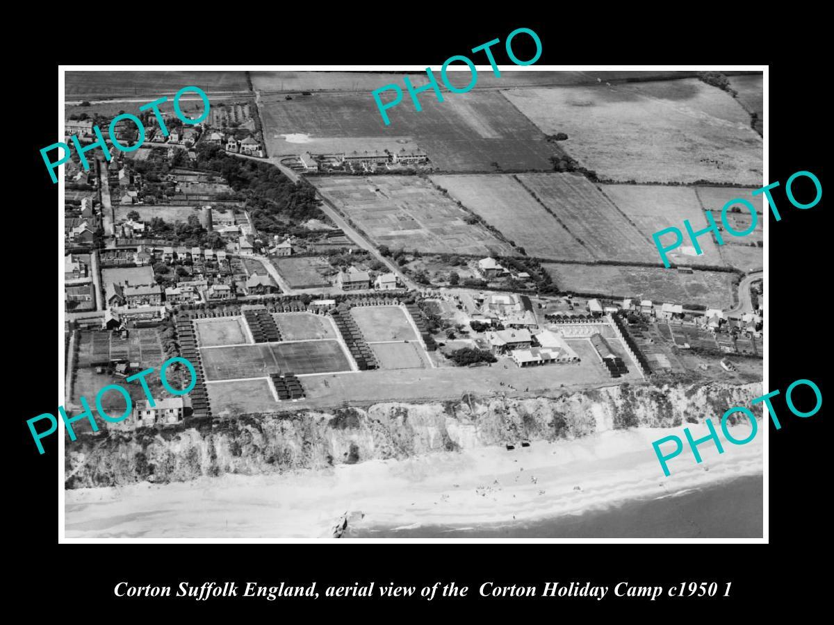 OLD LARGE HISTORIC PHOTO CORTON SUFFOLK ENGLAND AERIAL VIEW HOLIDAY ...