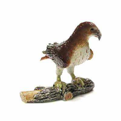 Northern Rose Brown - Tailed Hawk on Branch Bird - Miniature Porcelain ...