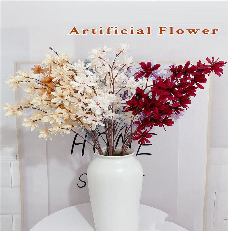 Artificial Fake Silk Flowers Long Stem Bouquet DIY Garden Hotel Table ...