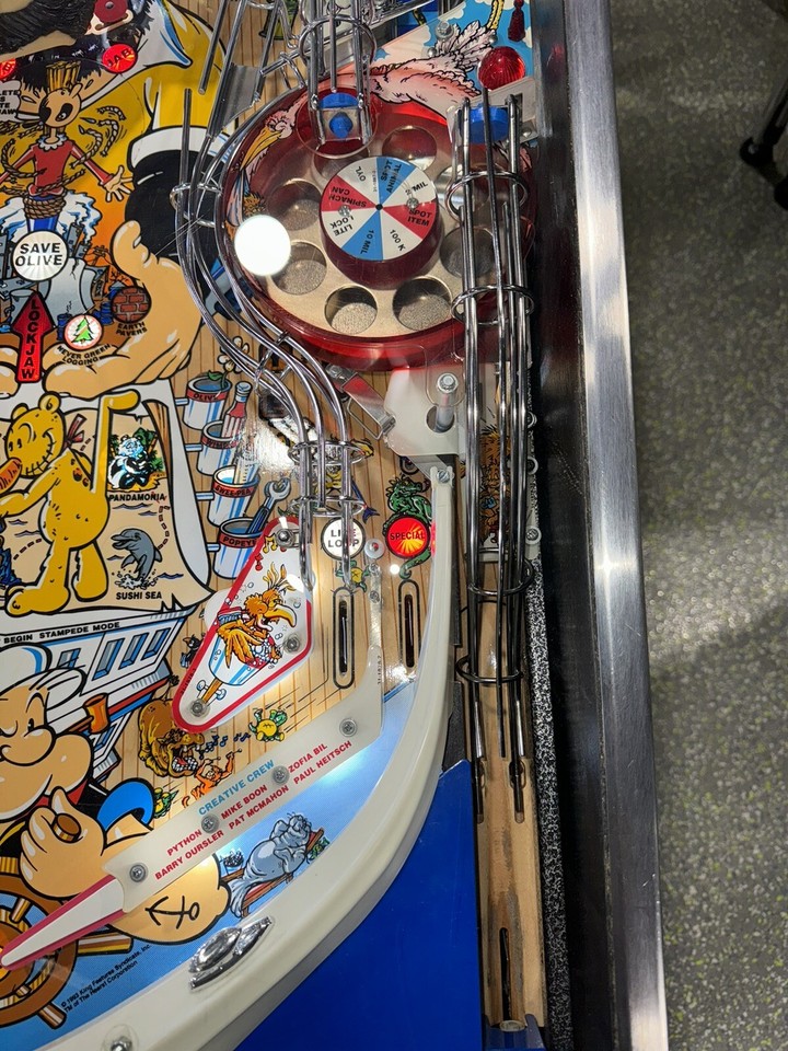 Popeye Machine Bally 1994 LEDS Free Shipping Orange County Pinballs ...