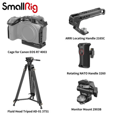 SmallRig Canon EOS R7 Cage Kit with AD-01 VideoS 73" Heavy Duty Tripod ...