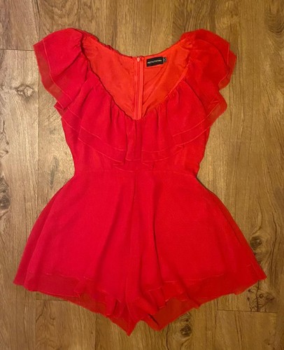 Pretty Little Thing Red Layered Sheer Romper 1-Piece - Size 6 | eBay