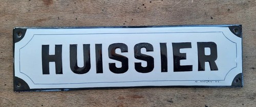 Ancienne Plaque émaillée HUISSIER bombée justice "émail A-Martin ...