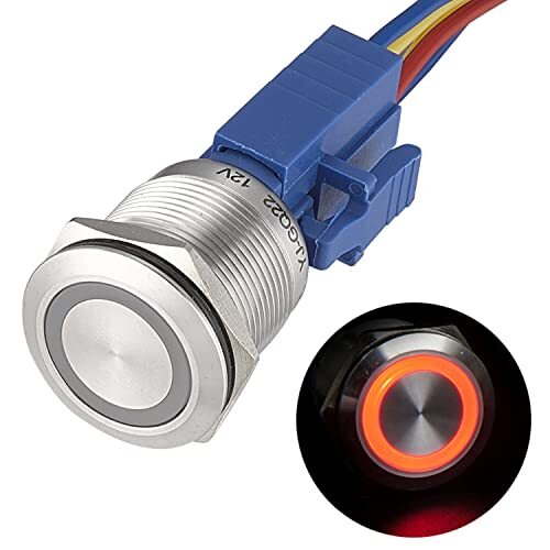 22mm Momentary Push Button Switch 12V Angel Eye LED Waterproof ...