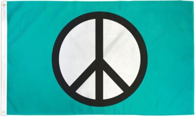 10 x PEACE SIGN TEAL premium waterproof flag 3x5 ft polyester banner ...