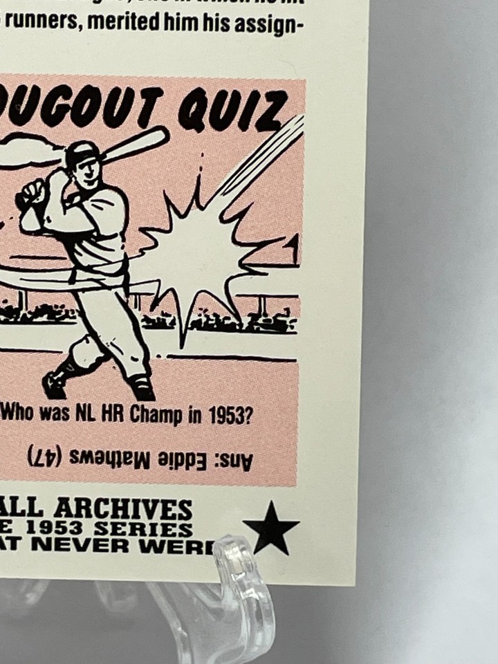 1991 Topps Archives 1953 Topps Reprint Joe Adcock Misprint Error Card ...