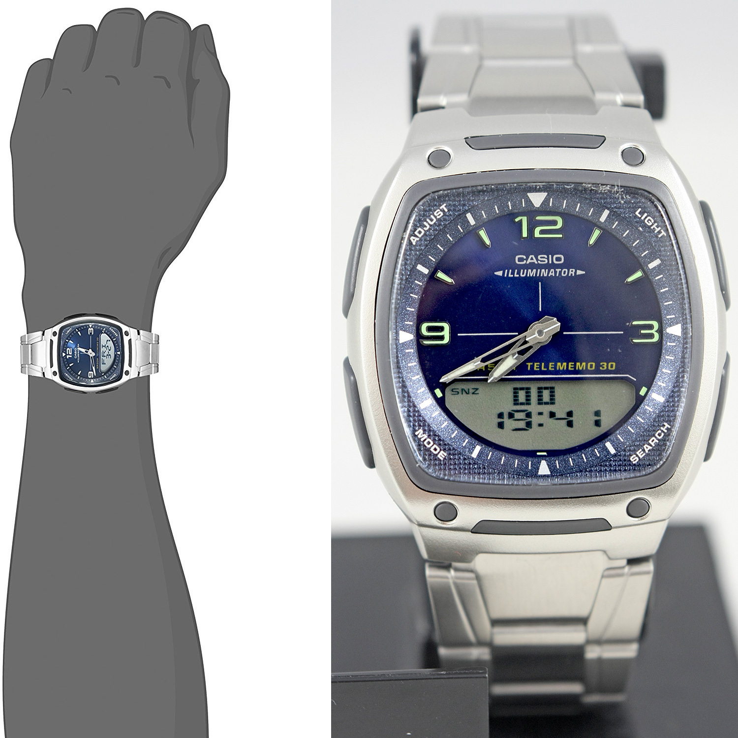 Casio AW81D-2AV Blue Databank Watch Steel Band 10 Year Battery World ...