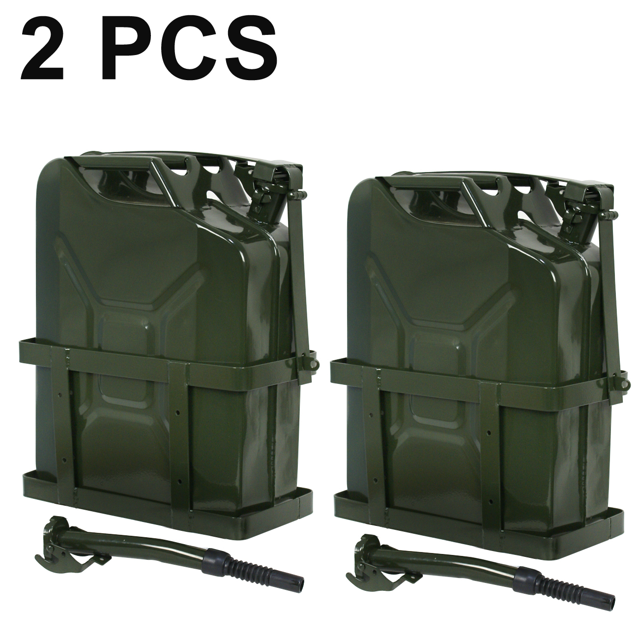 2X 5 Gallon Jerry Can Steel Tank Green Military NATO 20L Gasoline ...