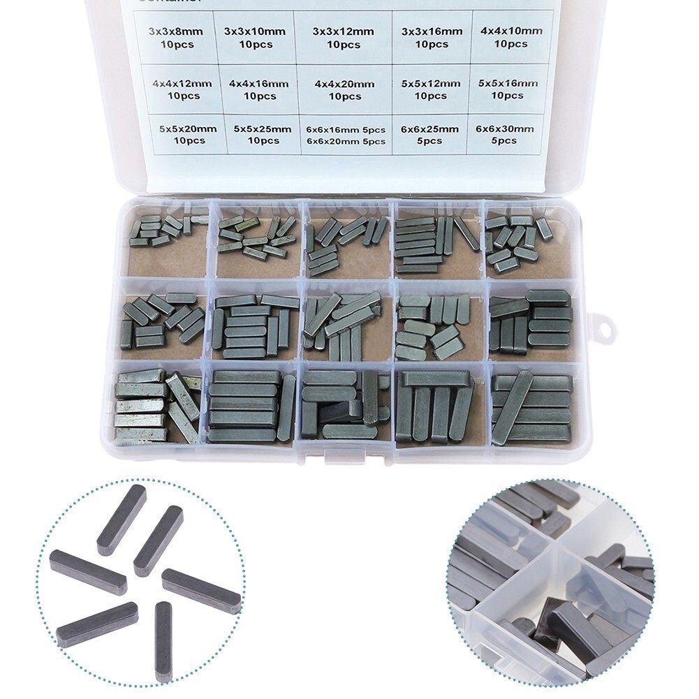 Parallel Key Pack 140 Round Headed Feather Keys for Accurate Shaft ...