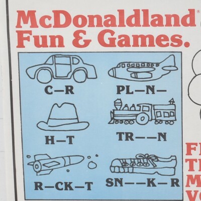 1985 McDonald's McDonaldland Fun Word Games Puzzle Tracing Crossword ...
