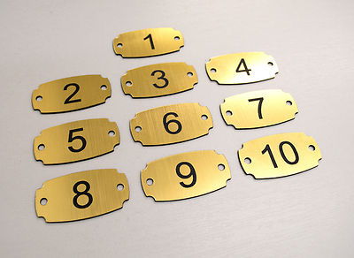 Shield shaped Laser Engraved Number Tags, Table, Locker, Pub ...
