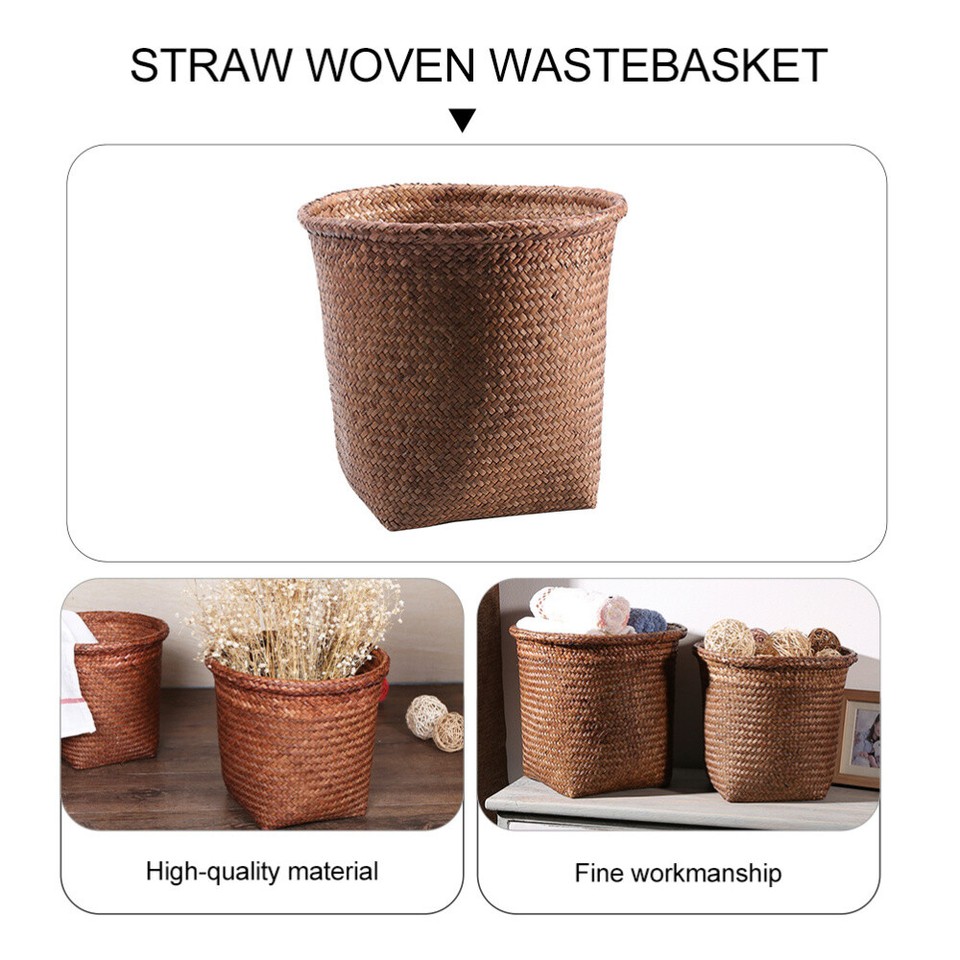 rattan round waste basket Household Waste Can Bathroom Wastebasket ...