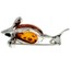 CERTIFIED 925 Sterling Silver Genuine Baltic Amber Little Mouse Brooch ...