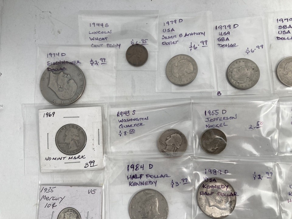 Vintgage USA Coin Collection Lot - Eisenhower, JFK, Anthony, Barber ...
