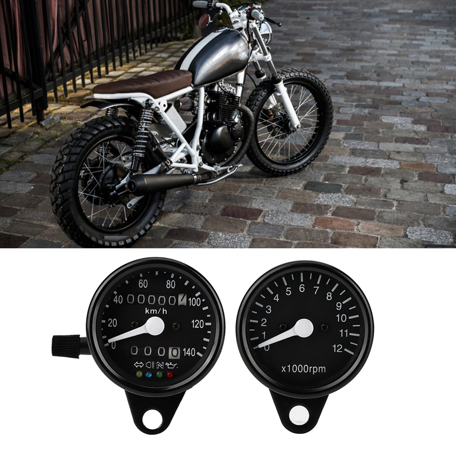 Motorcycle Double Speedometer Odometer Mechanical Double Electronic ...