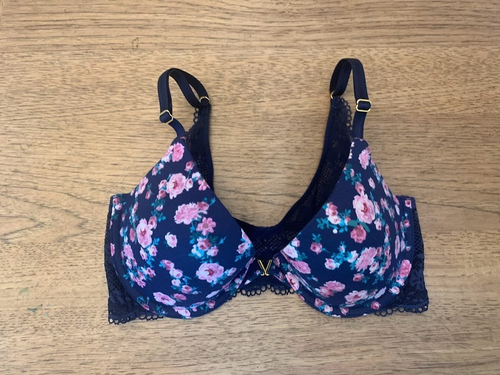 Victoria's Secret Navy Blue Floral 32DD Love Cloud Uplift Demi Front ...