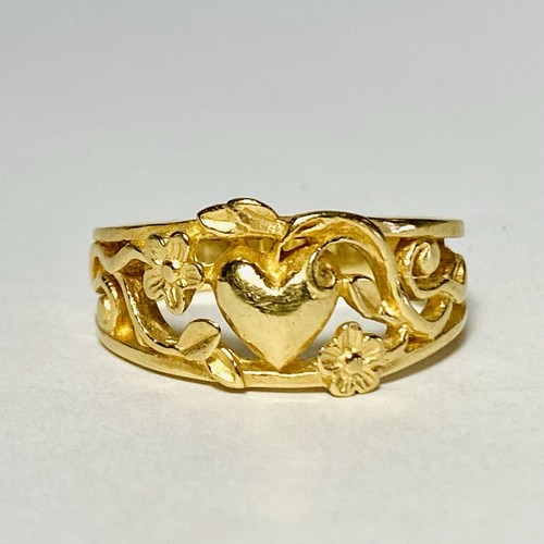 James Avery 14K Yellow Gold Openwork Plum Blossom Heart Size 6.5 Band ...
