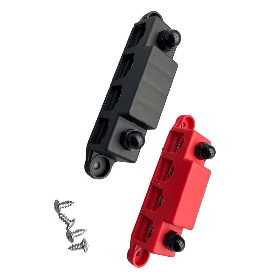 3/8" / 250A 4 Stud Busbar Bus Bar Power Distribution Terminal Block Red ...