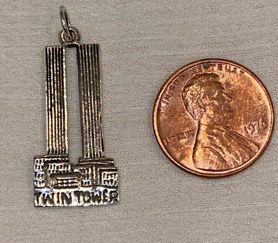 Sterling Silver Twin Towers detailed charm, for bracelet or necklace | eBay