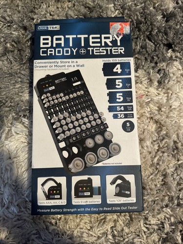 Geek Tek Battery Tester Storage Caddy AA, AAA, C, D, 9V) Holds 109 ...