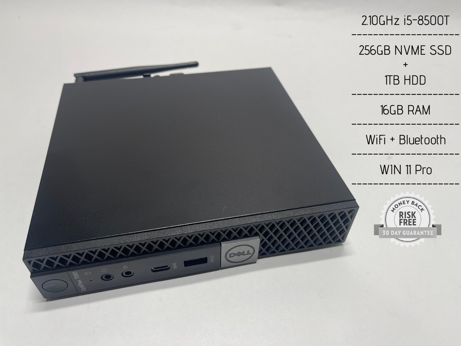 Dell OptiPlex 7060 Micro PC 2.10GHz i5-8500T, 16GB RAM, 256GB NVME+1TB ...