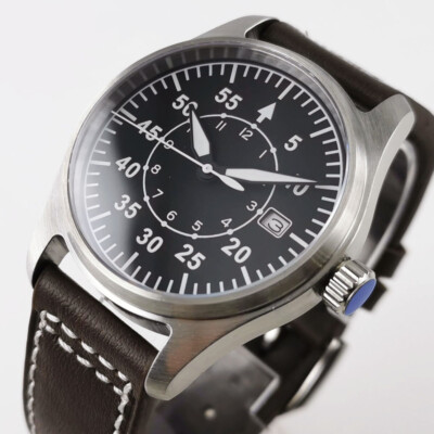 39mm Pilot Watch For Men Black Dial Date Display Japan NH35 Automatic ...