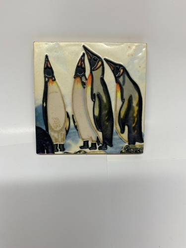 'Penguin Board Meeting' Penguins Ceramic Art Tile Signed Pierce | eBay