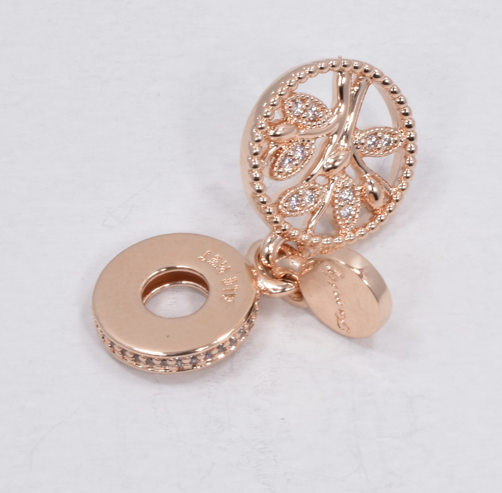 Pandora Charm Sparkling Family Tree Dangle 14K Rose Gold Plated ...