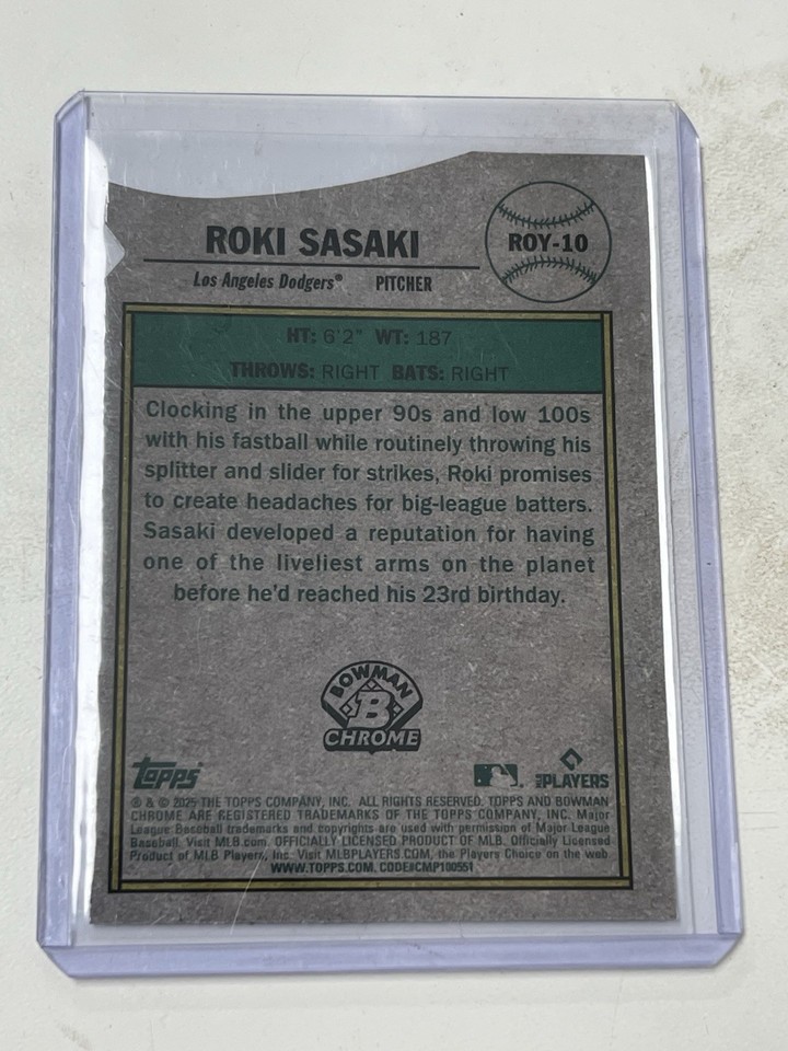 2025 Bowman Roki Sasaki Rookie of the Year Favorites Die Cut #ROY-10 ...