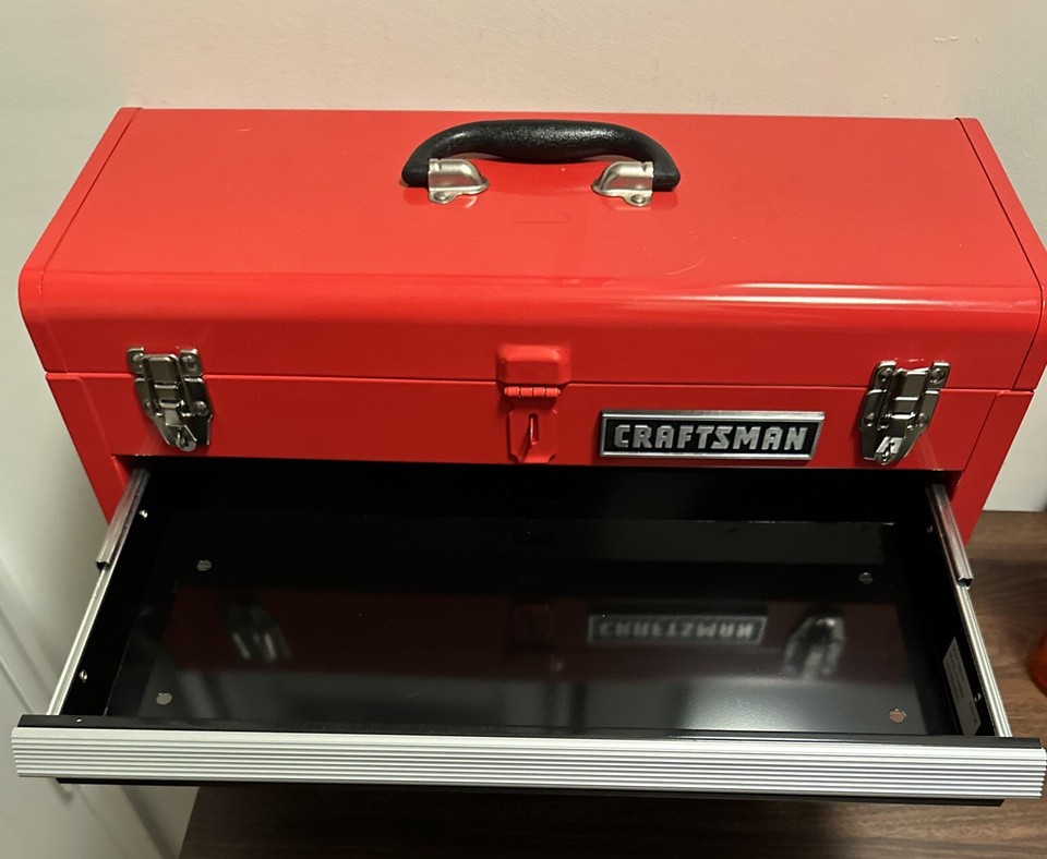 Craftsman Metal Tool Box 20.5” x 12” x 9” 3 Drawer Red Mint | eBay