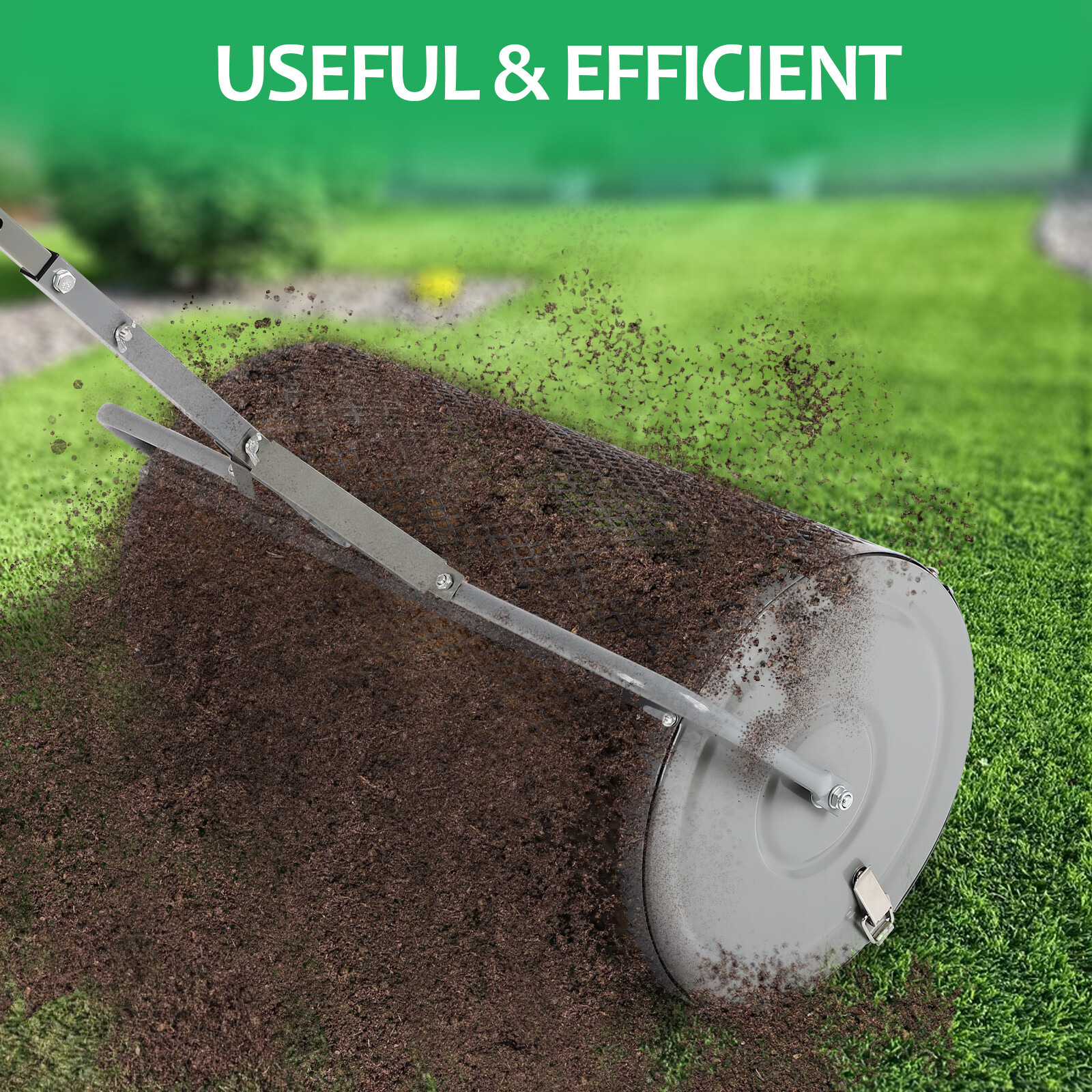 Metal Roller Spreader Compost Spreader 27inchs with Adjustable Handle ...