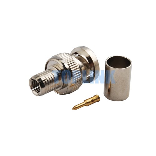 50x BNC Crimp Male Plug Straight Connector Nickelplated For Cable RG5 ...