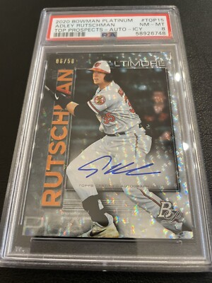 2020 Bowman Platinum TOP PROSPECT ICY AUTO Adley Rutschman Rookie RC ...