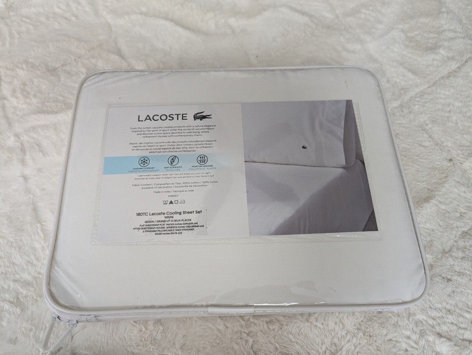 LACOSTE sheet set QUEEN Cotton 100% White | eBay