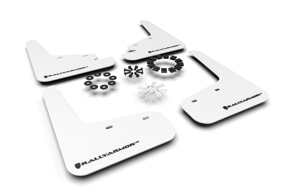 Rally Armor UR White Mud Flaps w/ Black Logo for 2020-2024 Tesla Model ...