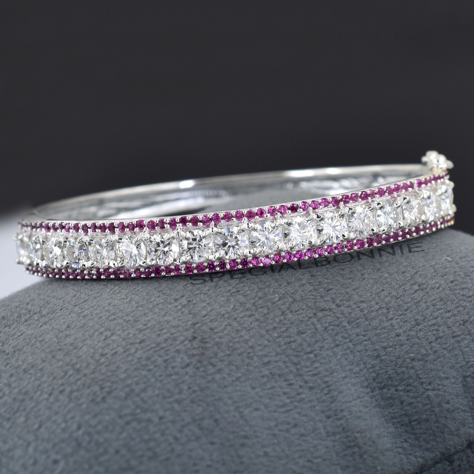 Designer 4Ct White Diamonds Bangle Openable Bracelet 925 Silver-Great ...