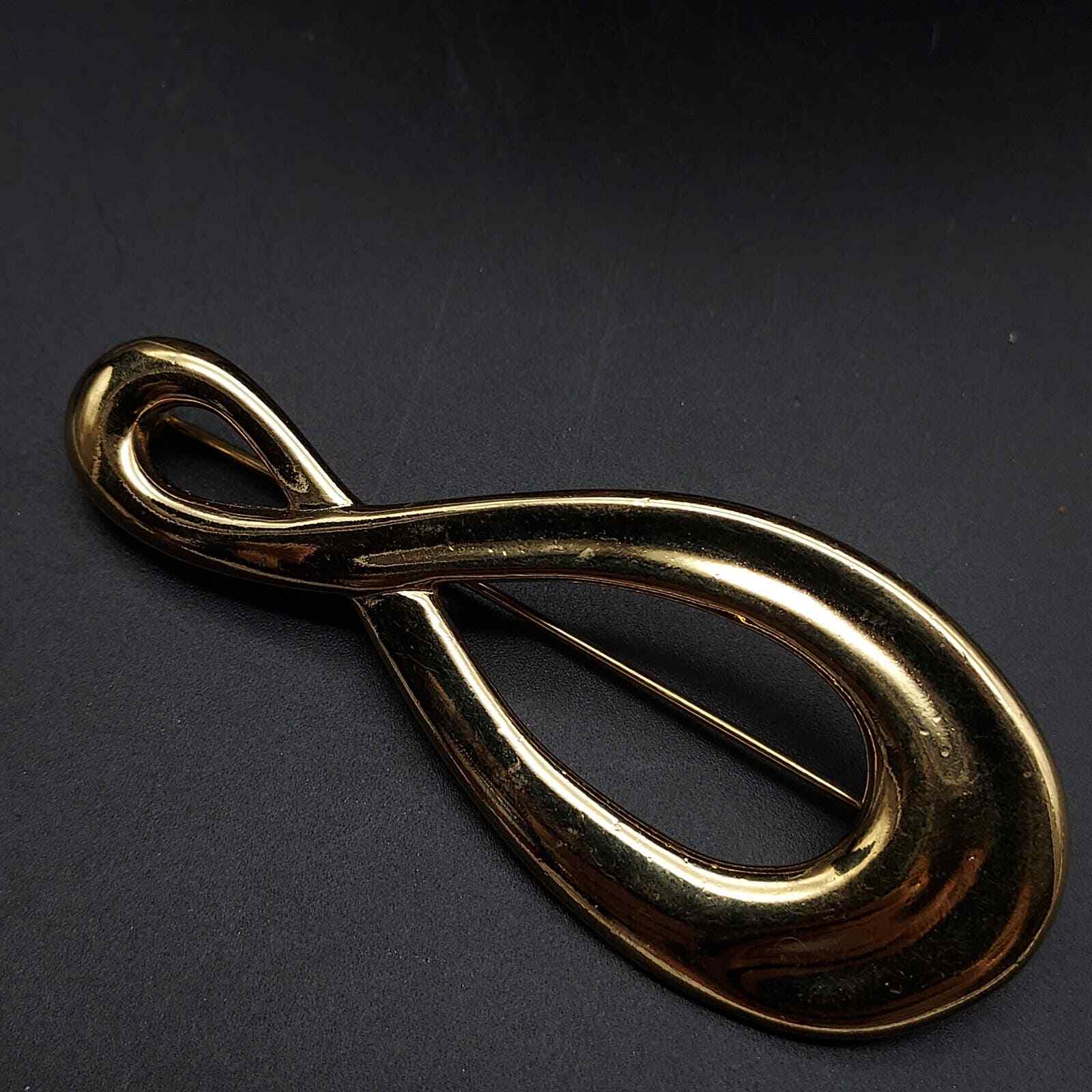 Monet Infinity Symbol Gold Tone Brooch Vintage Costum… - Gem