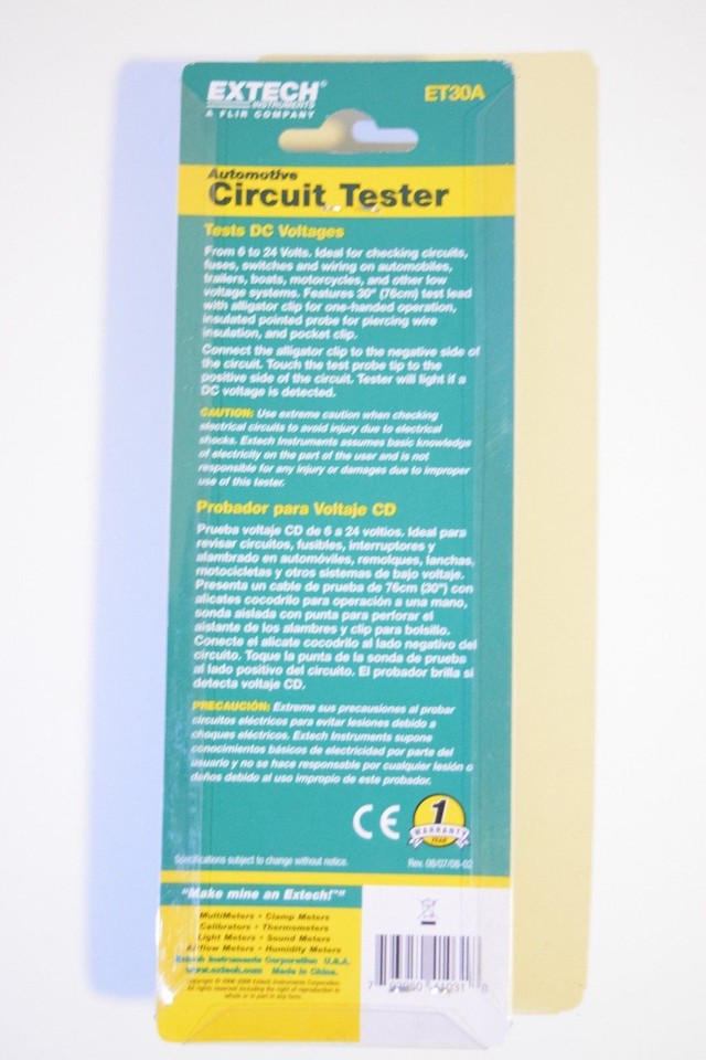 EXTECH Automotive Circuit Tester 6 to 24 volts DC ET30A - NEW! | eBay