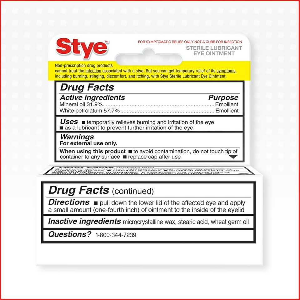 Stye Sterile Lubricant Eye Ointment, Ophthalmologist Tested, 0.125 ...