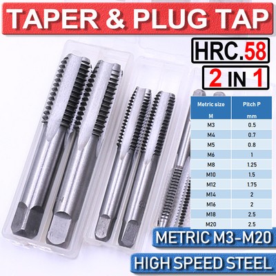HSS Metric Taper & Plug Tap Set M3-M20 Right Hand Thread Cutter Taps ...