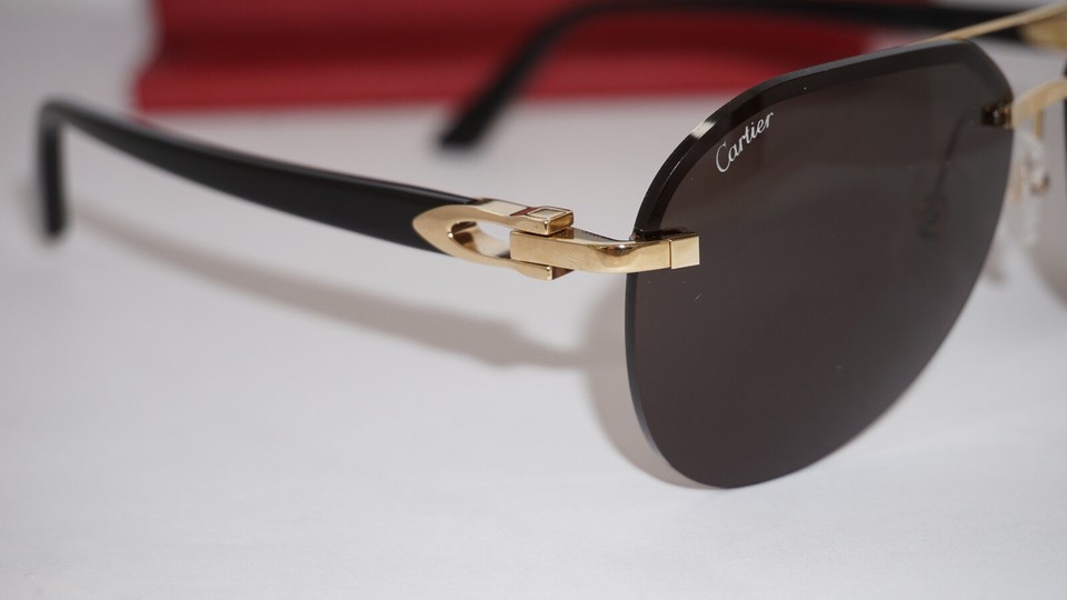 CARTIER New Sunglasses Aviator Rimless Gold Havana Grey CT0275S-005 58 ...