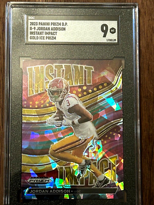 JORDAN ADDISON 2023 Prizm Draft Picks Instant Impact RC GOLD ICE SGC 9 ...